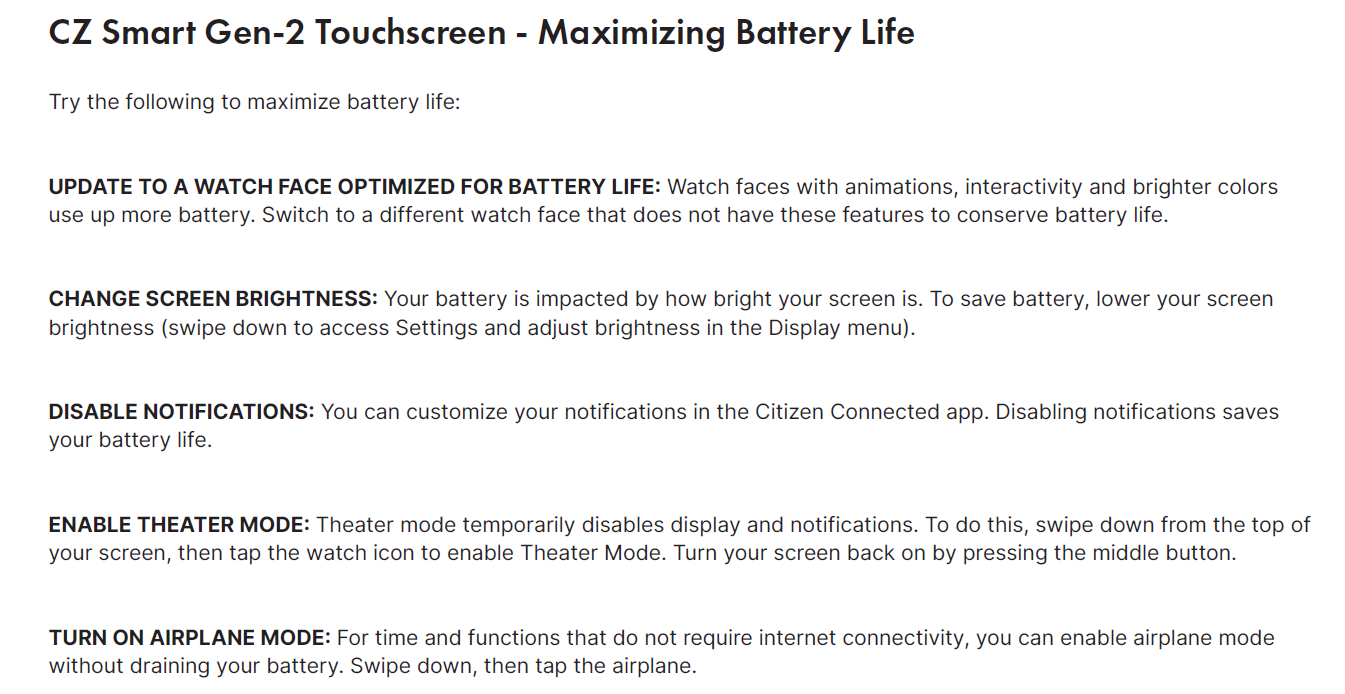 What is the battery life for the various modes? – Citizen Watch UK Help ...
