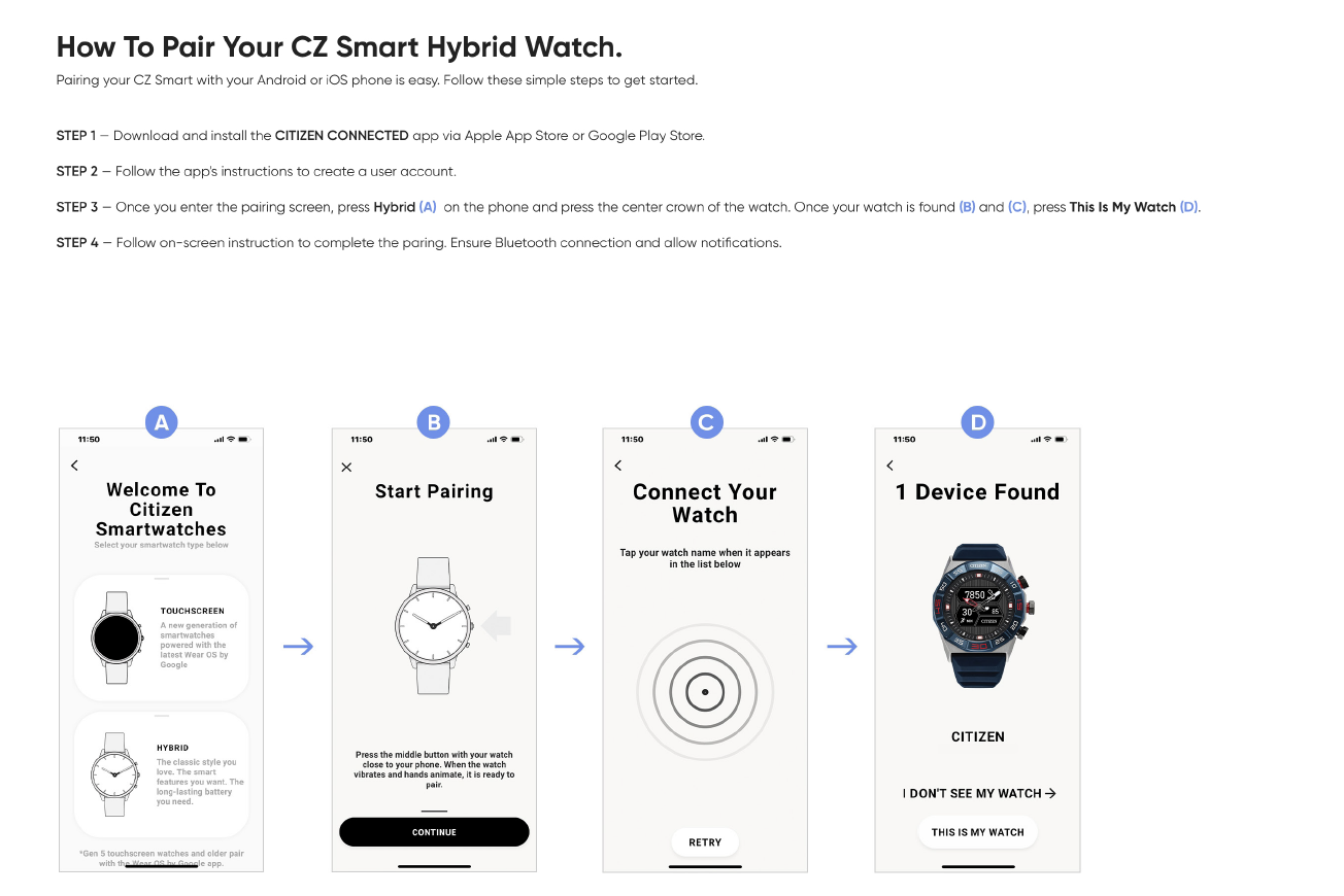 How do I set up my CZ Smart Gen 2 Hybrid watch? – Citizen Watch UK Help ...